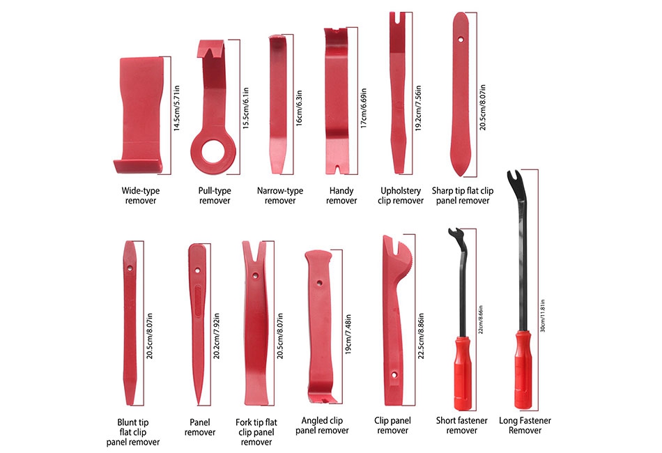 13pcs Trim Removal Tool Kit Trimmer Set Car Puller Door Pry Clip Plier ...