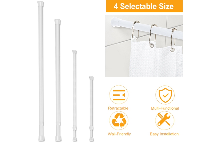 Tension Curtain Rod Spring Load Adjustable Curtain Pole Heavy-Duty ...