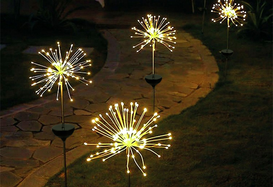 2Pcs Solar Powered Starburst Lights 240 LEDs Firework Lamp Garden Yard ...