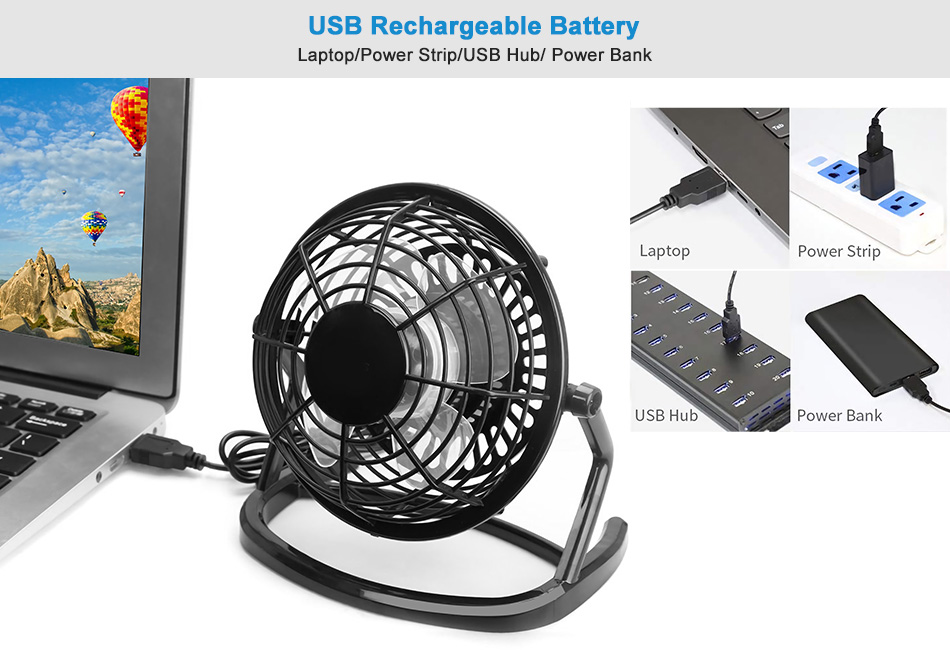USB Fan Mini Portable Desktop Cooling Desk Quiet Fan Office Computer ...
